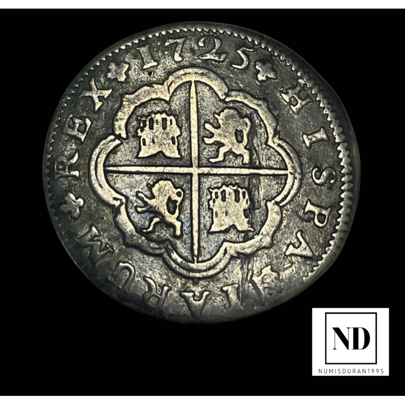 2 Reales 1724 Sevilla Felipe V / Luis I Plata