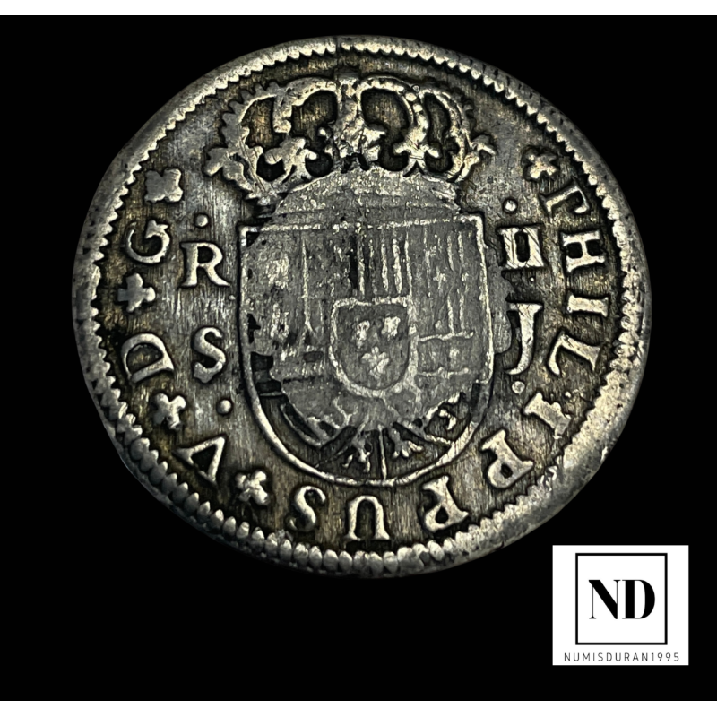 2 Reales 1724 Sevilla Felipe V / Luis I Plata